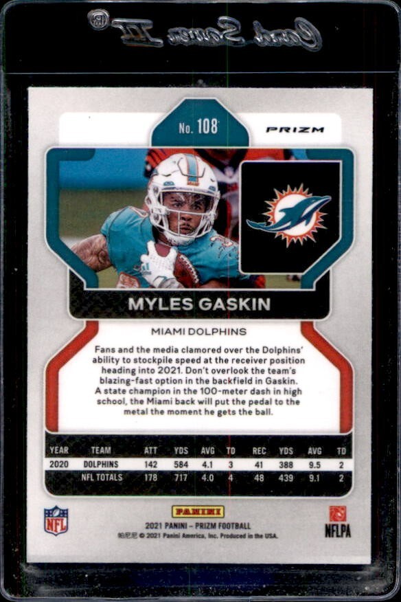 2021 Panini Prizm #108 Myles Gaskin Dolphins NEON GREEN PULSAR Prizm ...