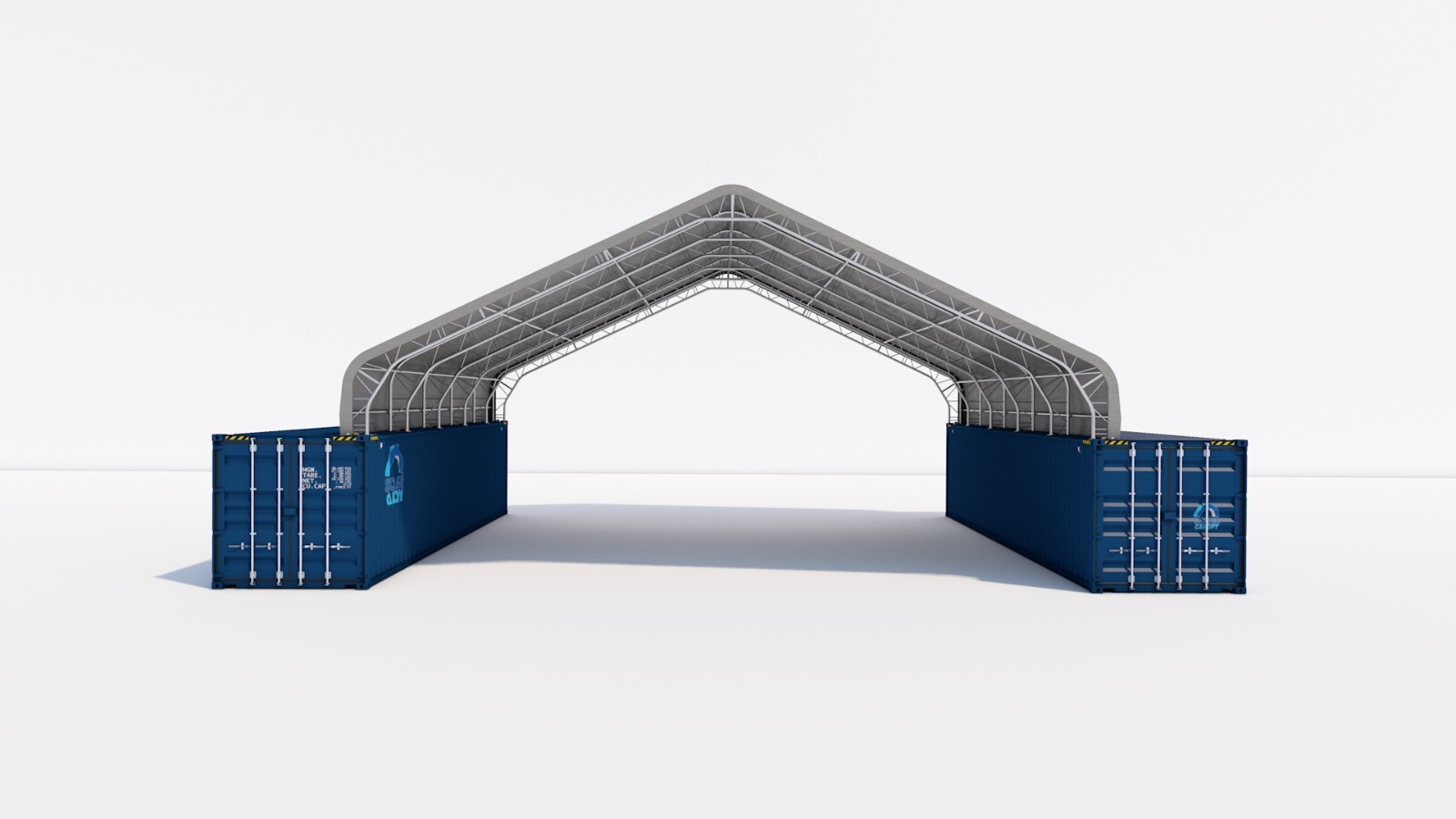 40W-40L-13H (ft) Double Truss Peak Shipping Container Roof Quonset Hut ...