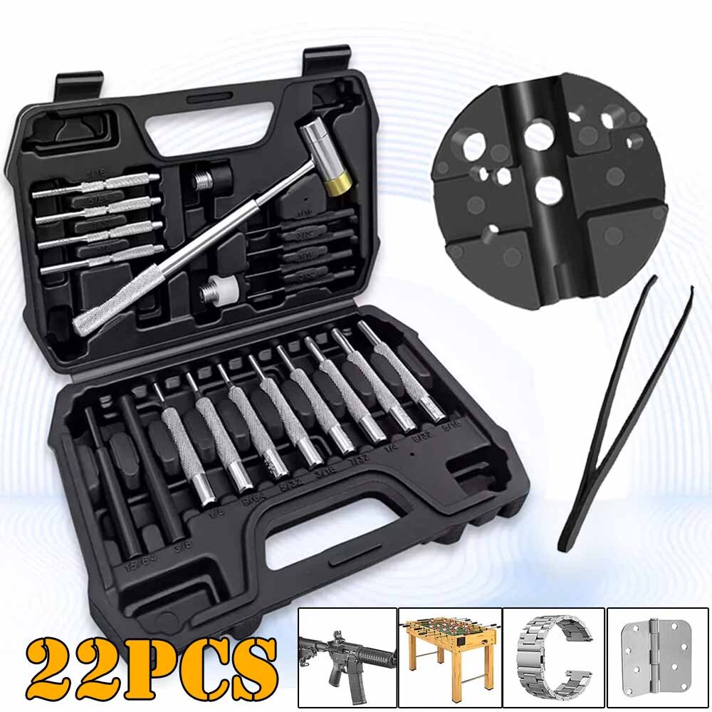 22pcs Pin Punch Set Brass Steel Nylon Punch Hammer Gunsmith Drift Pin ...