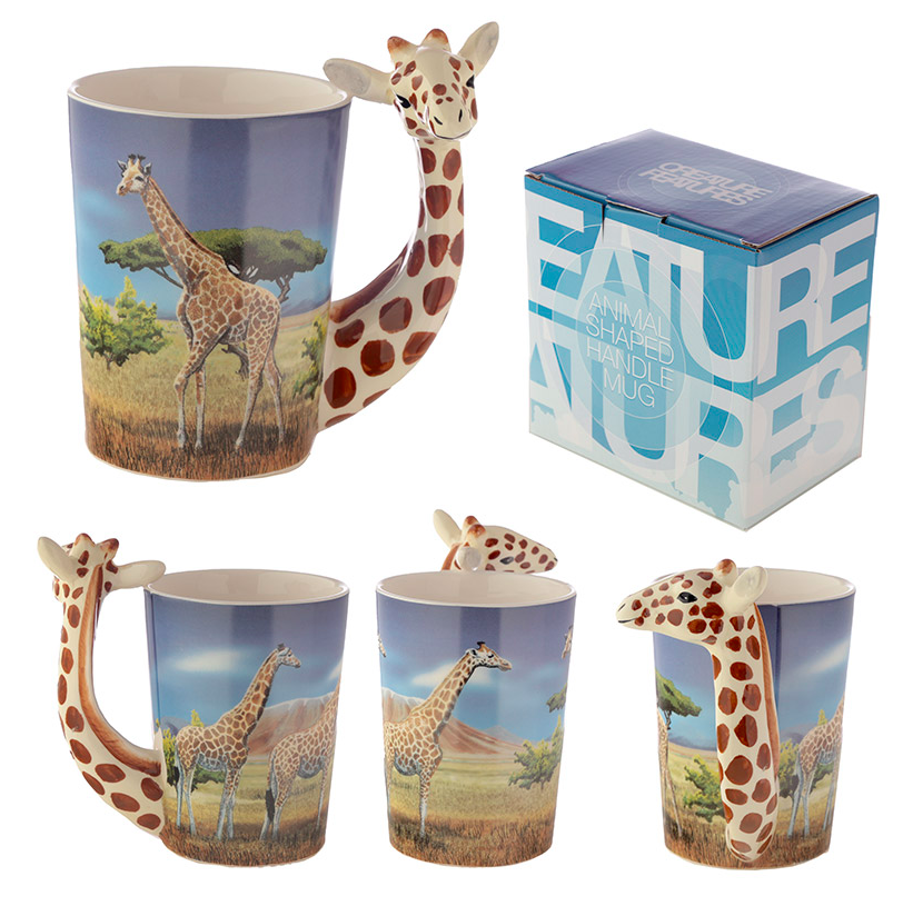 Animal Shaped Handle Ceramic Mug Tea Coffee Cup Novelty Gift Jungle ...
