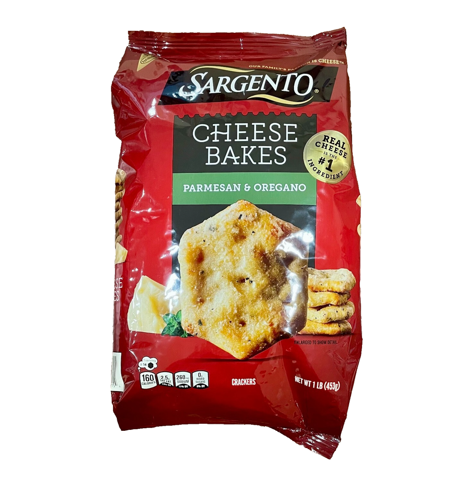 4-PACK Sargento Cheese Bakes Parmesan & Oregano Crackers, 1 Lb each bag ...