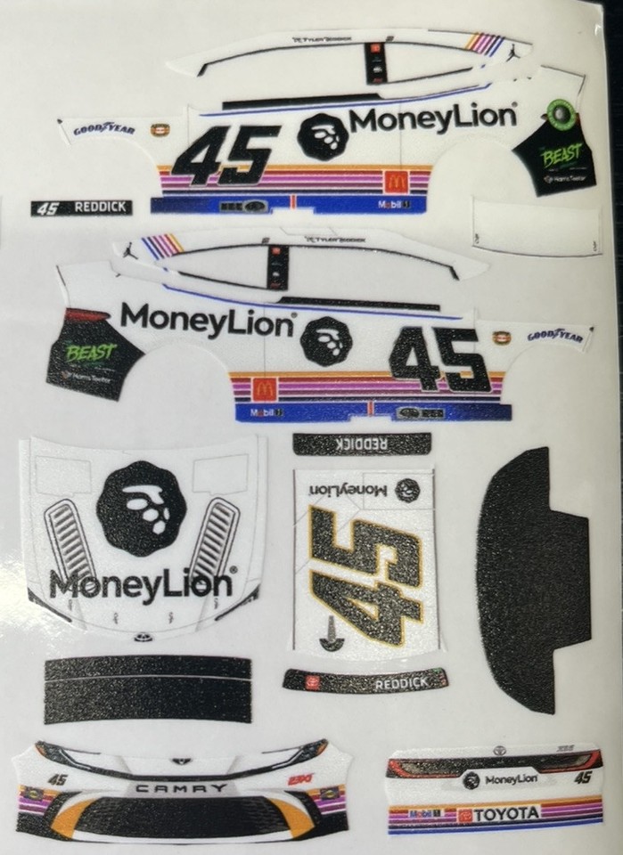 Custom 2024 Tyler Reddick #45 Throwback 1/64 Scale NASCAR Peel & Stick ...