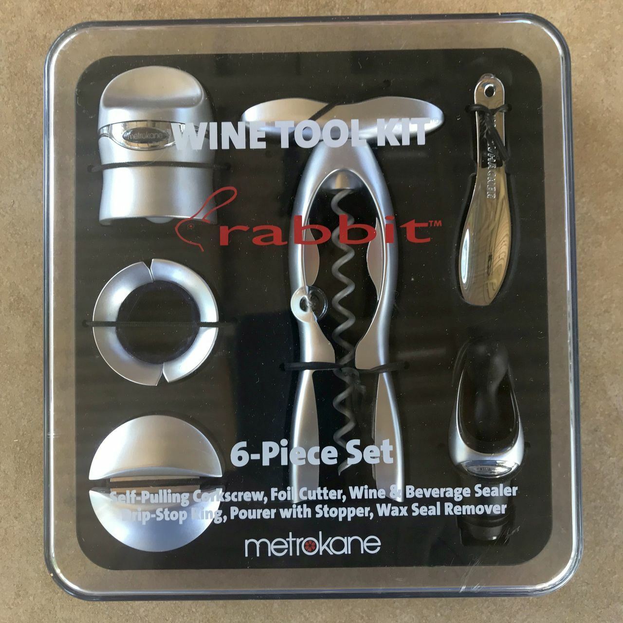 Metrokane Rabbit 6-Piece Deluxe Wine Tool Kit | eBay