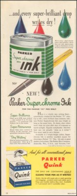 1940's Vintage ad for Parker Quink`retro can black red box 100718 | eBay