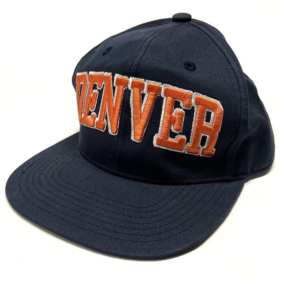 CityHunter USA Hat Denver Dark Navy Embroidered Orange Lettering Cap ...