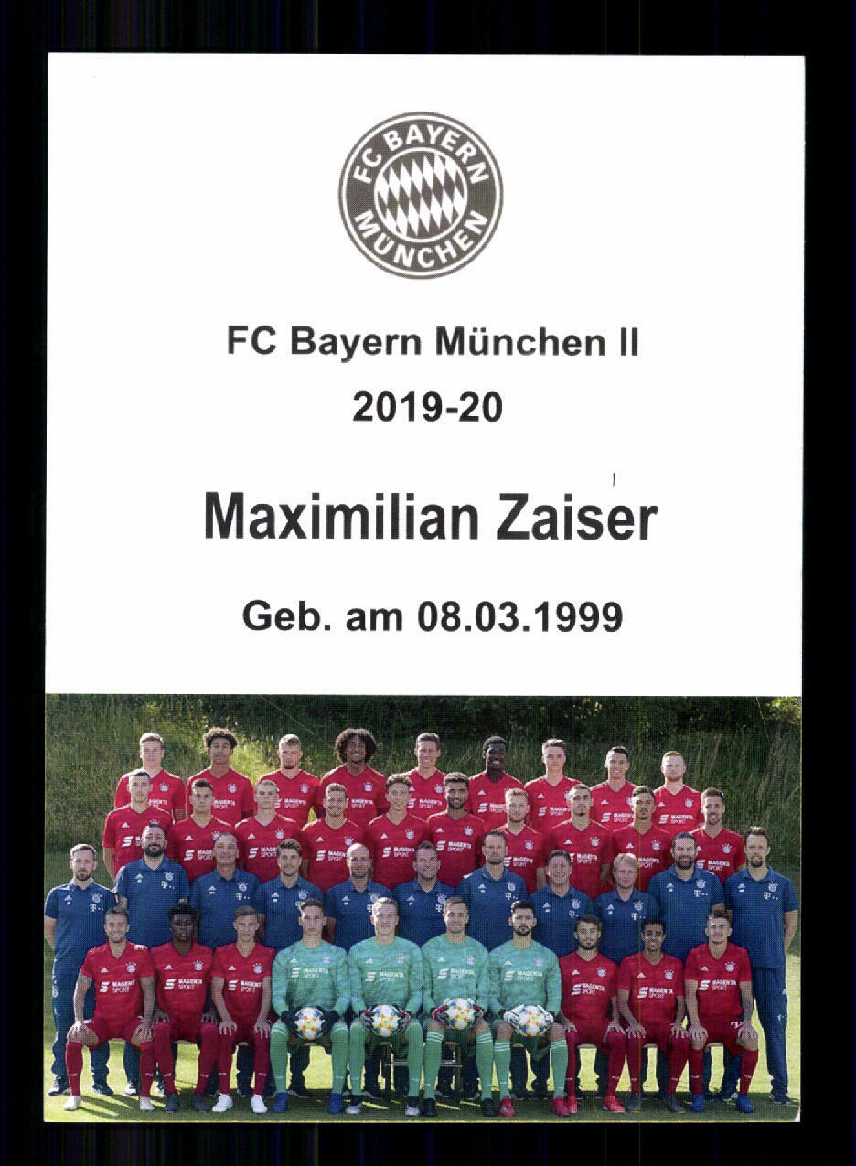 Maximilian Zaiser Autogrammkarte Bayern München Amateure 2019-20 ...