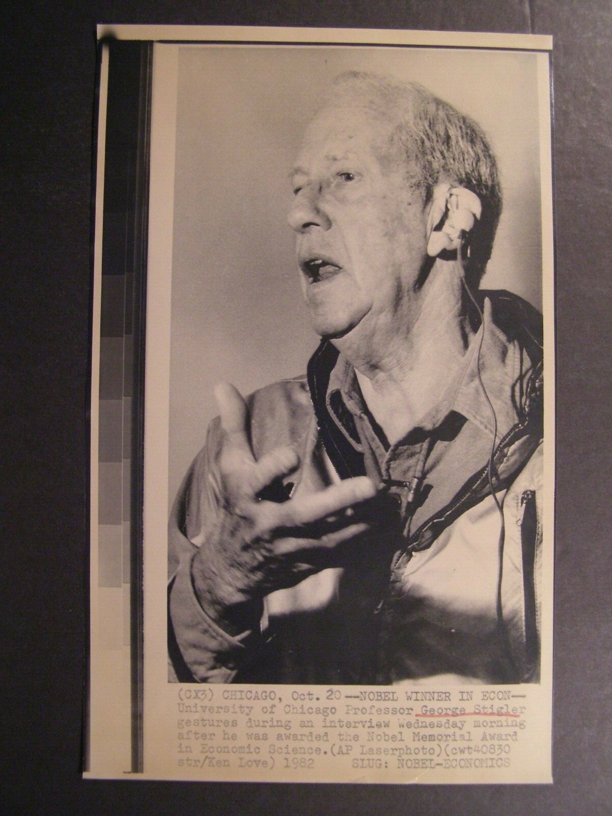 AP Wire Press Photo 1982 George Stigler Nobel Prize Winner in Economic ...