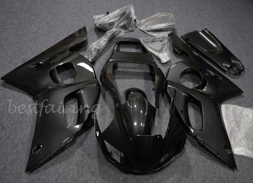 1998-2002 Yamaha YZF R6 Black Carbon Fiber Fairing Kit Painted Body ...