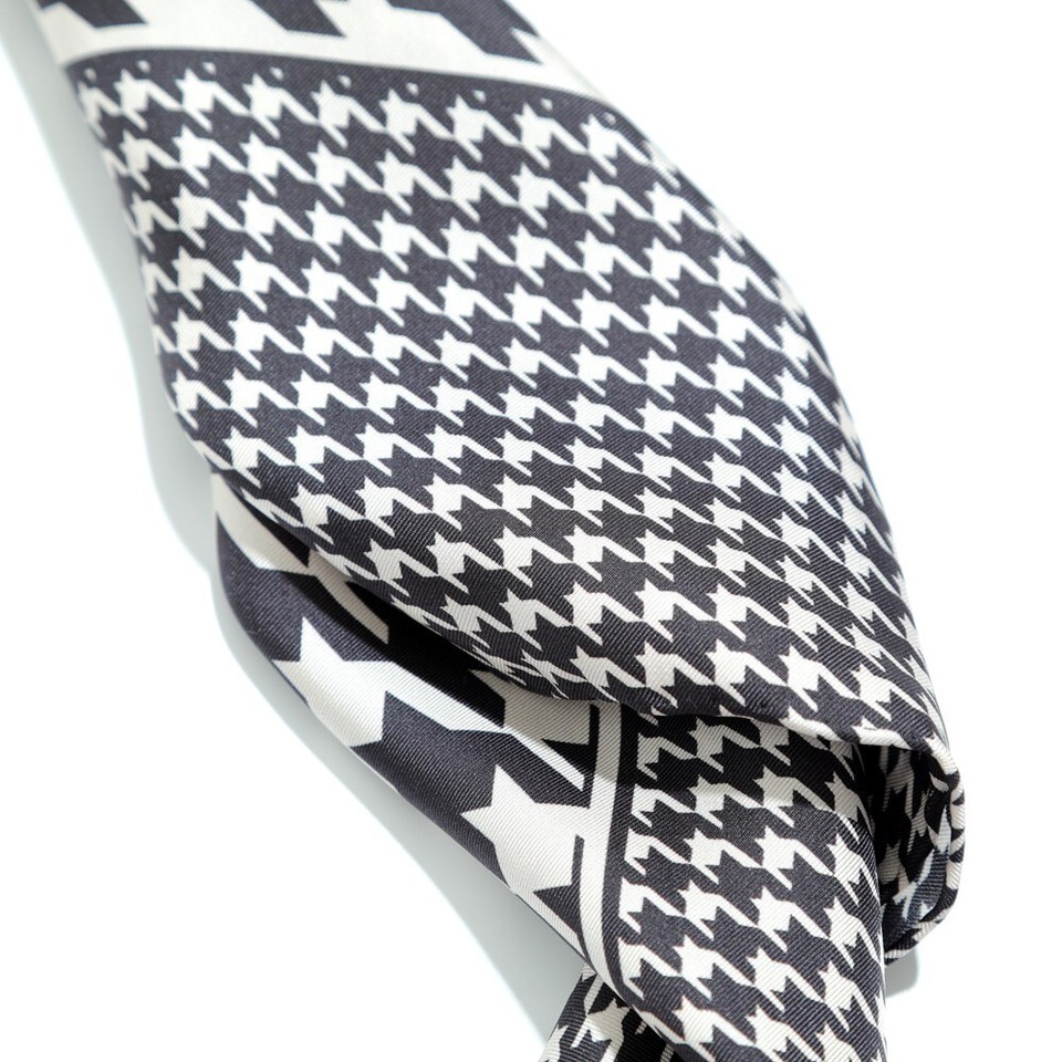 100% silk black and white houndstooth handmade women's large silk scarf ...