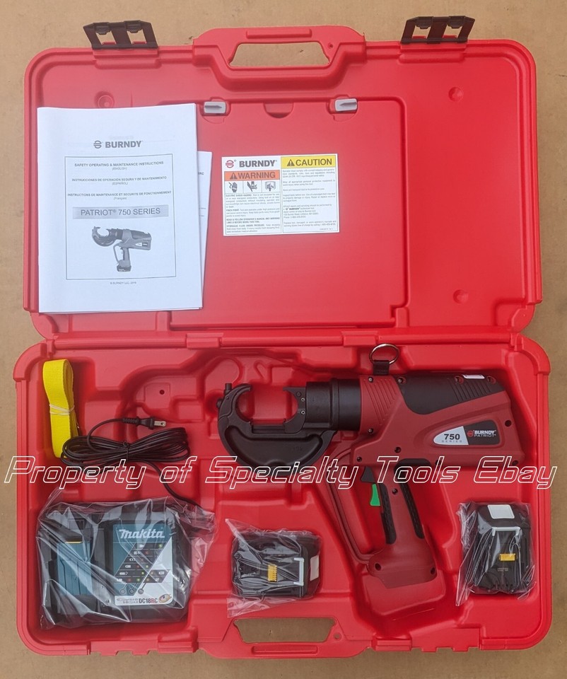 Burndy PAT750LI Hydraulic battery 12 Ton U die type crimper crimping ...
