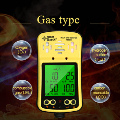 Digital Multi Gas Detector AS8900 O2 H2S CO LEL Analyzer Combustible ...