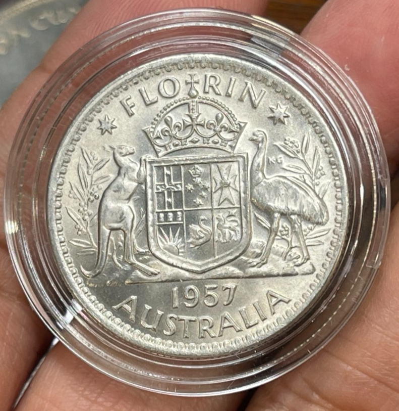 1957 Australia One Florin Silver Coin Excellent BU Condition | eBay