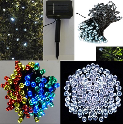 100 Outdoor Led Solar Garden String Fairy Lights Rechargable Solar ...