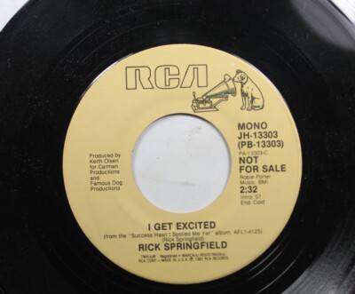 Rock Promo 45 Rca - I Get Excited / I Get Excited On Rick Springfield ...