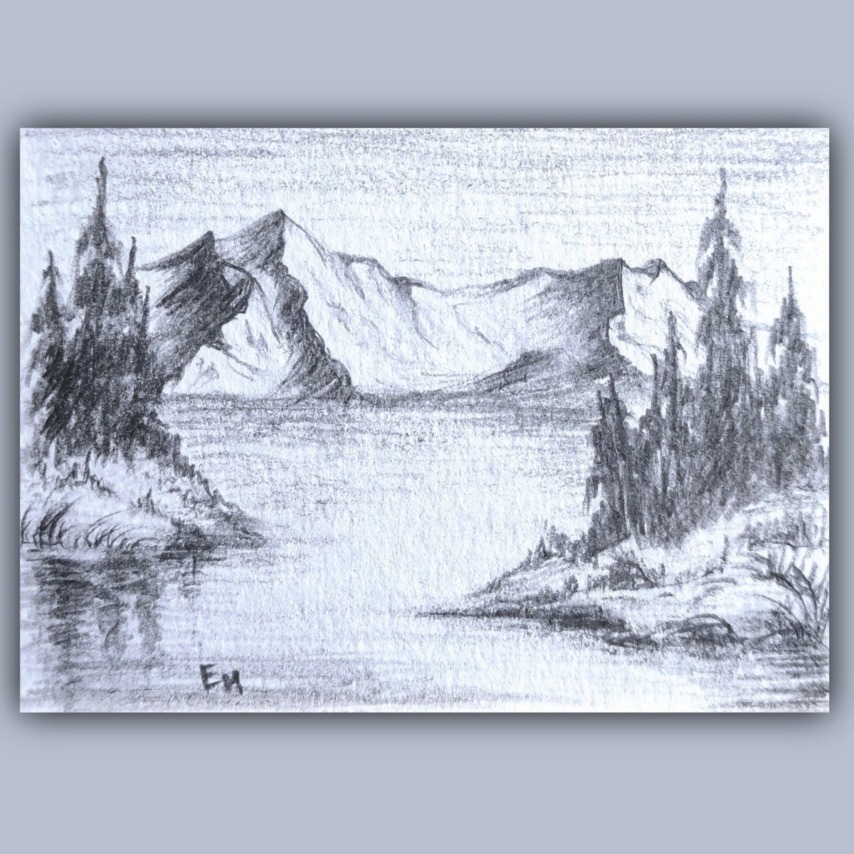 Mountain Landscape Pencil Drawing