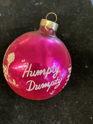 Vintage Glass Pictured Humpty Dumpty Pink Ball Christmas Ornament Shiny ...