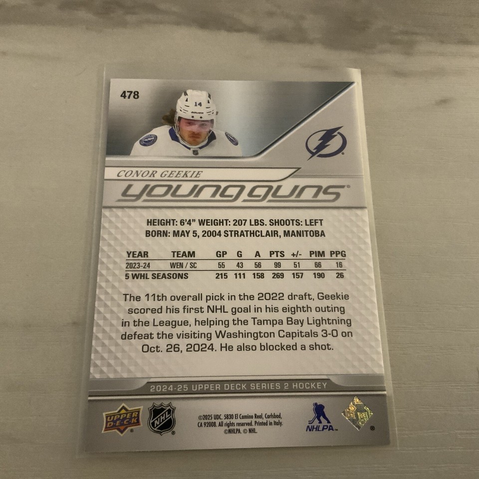 Conor Geekie 2024-25 Upper Deck Young Guns #478 Tampa Bay Lightning | eBay