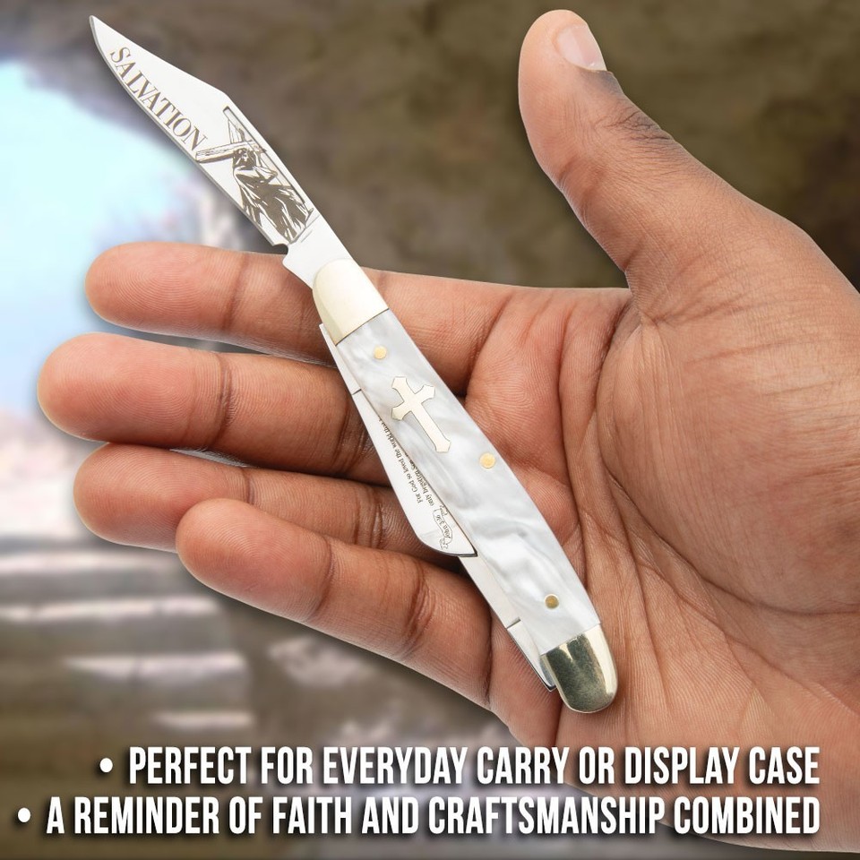 Christian Stockman Pocket Knife | John 3:16 Engraving | Pearl Handle | eBay