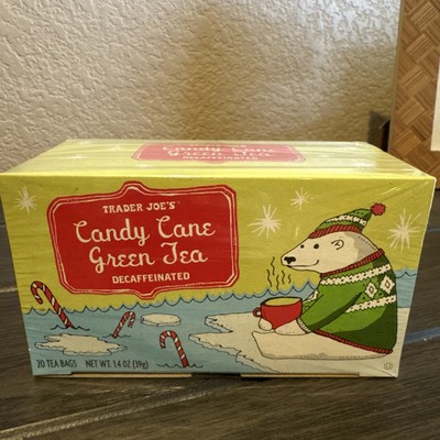 TRADERS JOE'S CANDY CANE GREEN TEA CAFFEINE FREE 20 BAGS / BOX SEALED ...