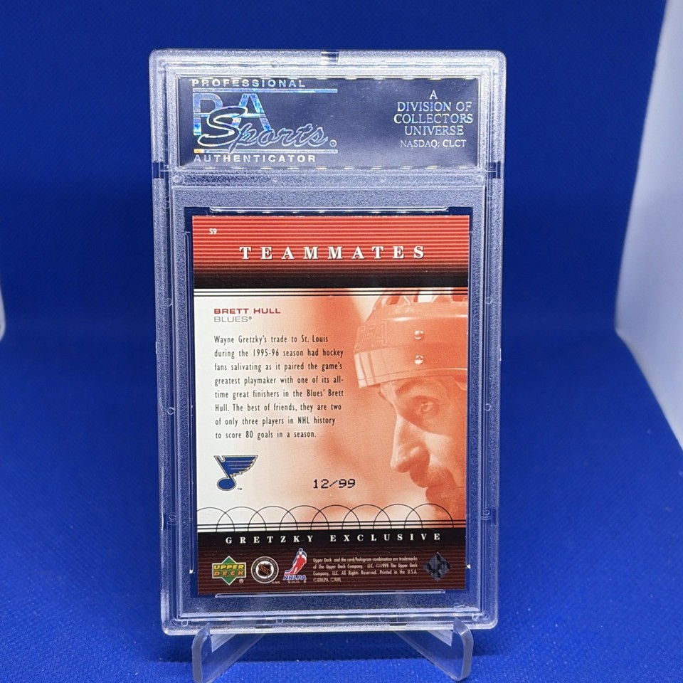 1999 Upper Deck Wayne Gretzky Exclusives Gold #59 Brett Hull /99 PSA 10 ...