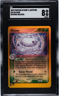 SGC 8 NM MINT Silcoon 43/109 EX Ruby Sapphire Reverse Holo Uncommon ...