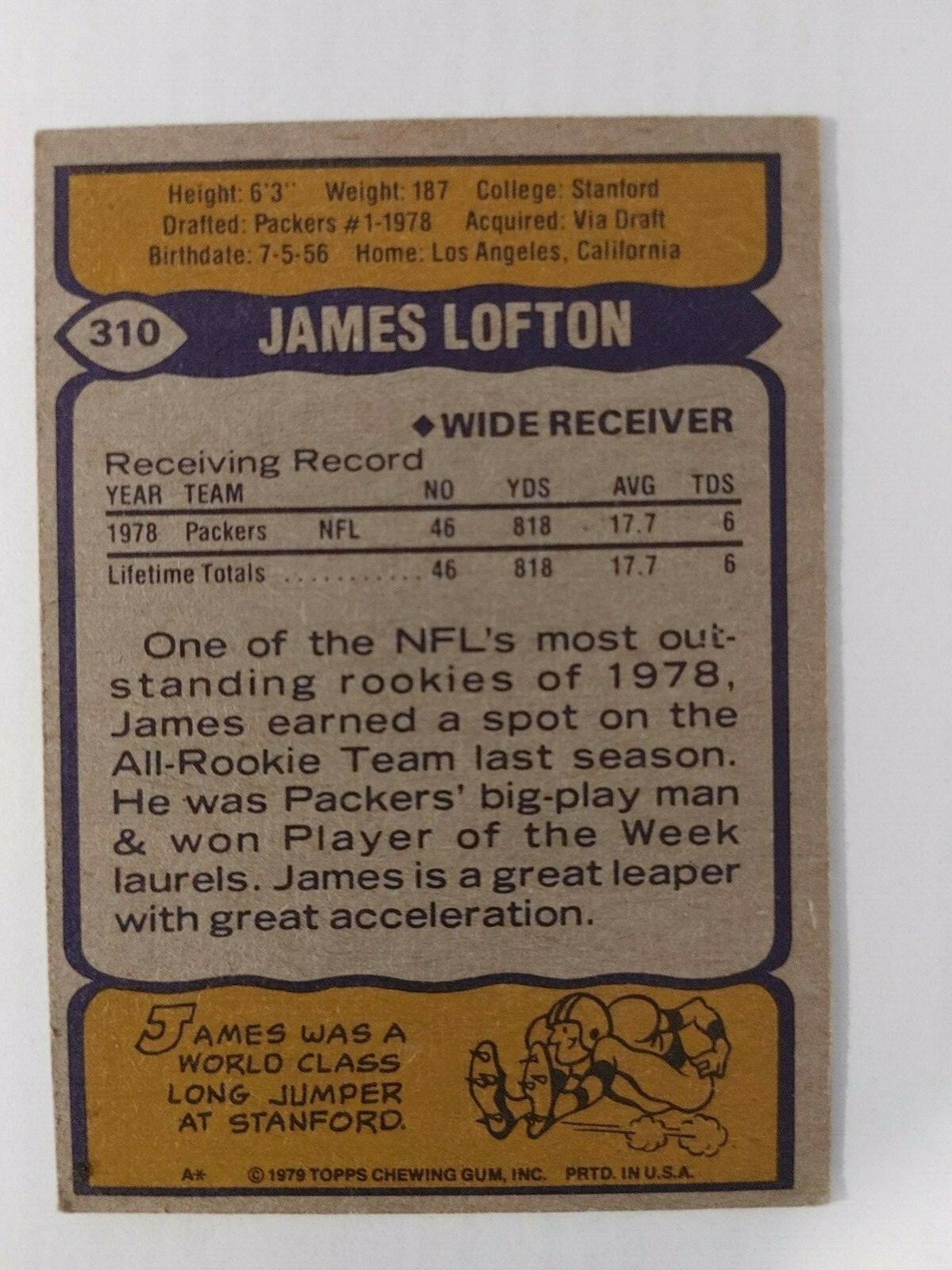 James Lofton 1979 Rookie Card!- 8 Time Pro Bowl- HOFer! | eBay