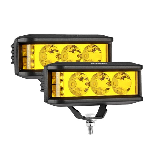 5 INCH LED LIGHT BAR SQUARE SIDE SHOOTER LED POD LIGHTS AMBER YELLOW ...