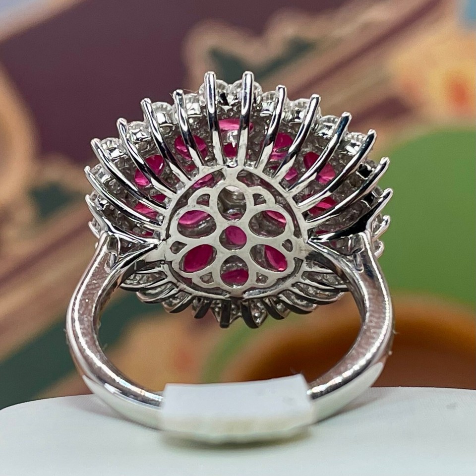 Genuine 6.1ctw Natural Ruby Zircon Sterling Silver Flower Cocktail Ring Size 6 | eBay