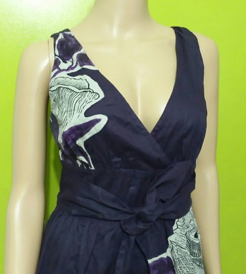 Anthropologie Lithe Purple Briar Creek Applique Floral Dress tie waist ...