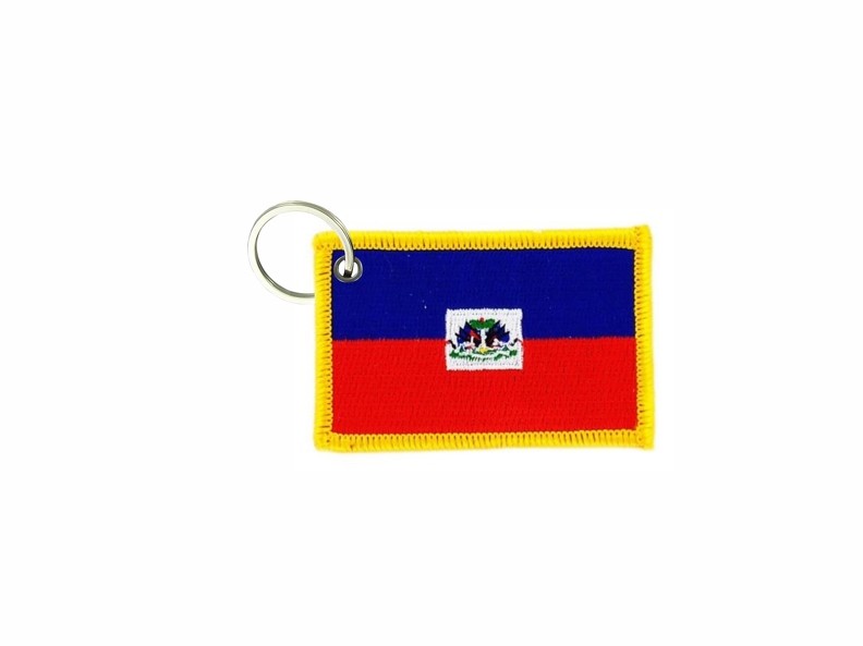 Keychain Keyring Embroidered Embroidery Patch Double Sided Flag Haiti ...