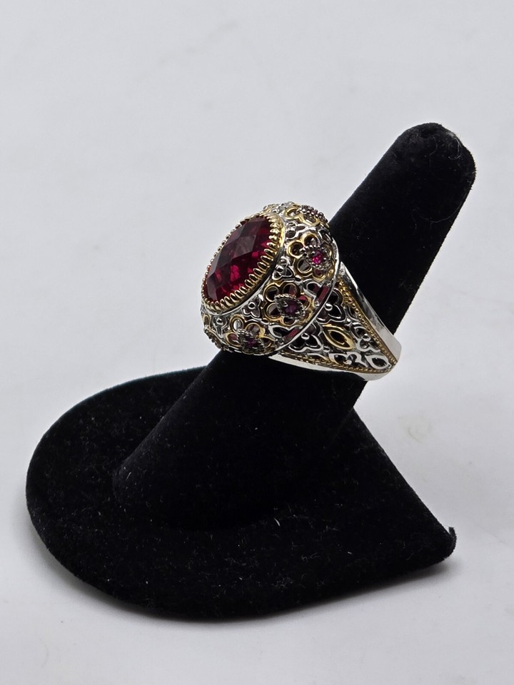 NH Michael Valitutti 925 Sterling Silver Red Quartz Doublet & Ruby Ring ...
