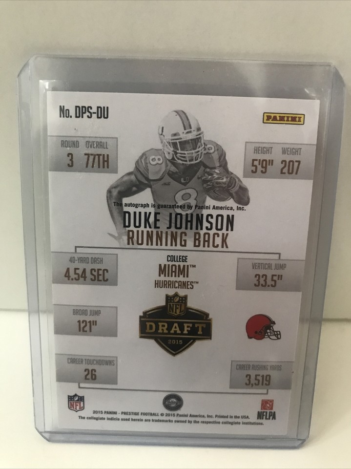 #6/10 (ONLY 10) 2015 PRESTIGE DRAFT PICK AUTO AUTOGRAPH DUKE JOHNSON ...