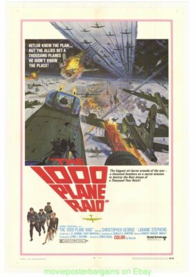 THE THOUSAND PLANE RAID MOVIE POSTER VF 27x41 On Linen WW II FIGHTERS ...