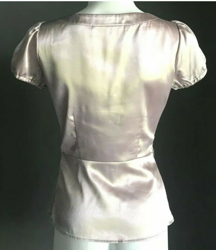 Ladies BASQUE Top Pastel Pink Satin Look Cross Over S… - Gem