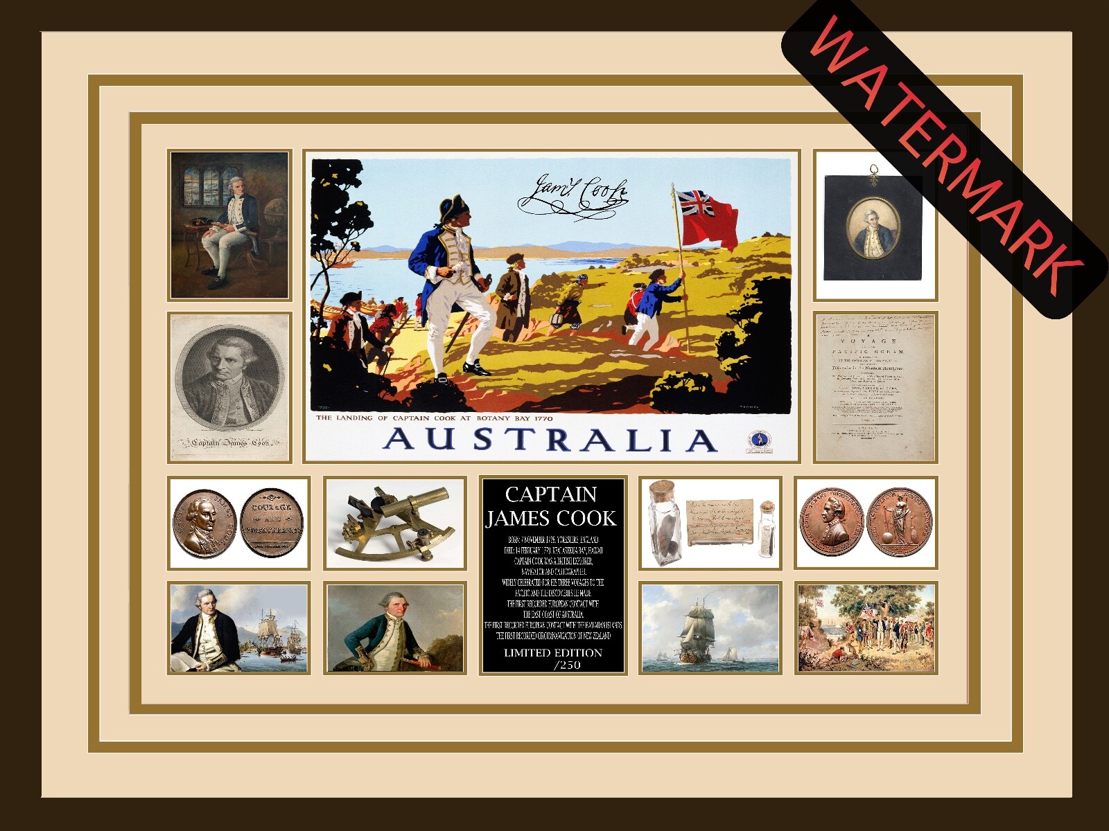 CAPTAIN JAMES COOK LIMITED EDITION SIGNED & FRAMED MEMORABILIA-HM BARK ...