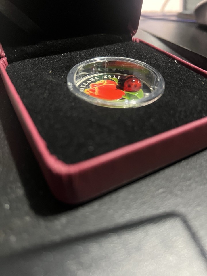 2011 Tulip with Murano Venetian Glass Ladybug 1oz .9999 silver coin ...