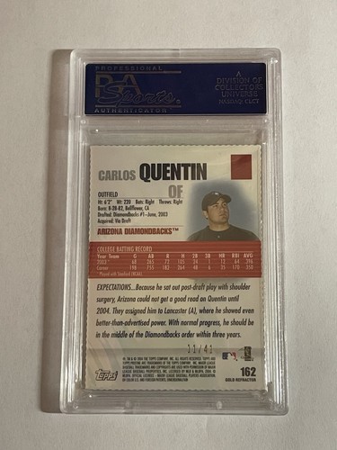 2004 Topps Pristine Gold Refractor #162 Carlos Quentin Rookie - PSA 10 GEM MINT | eBay