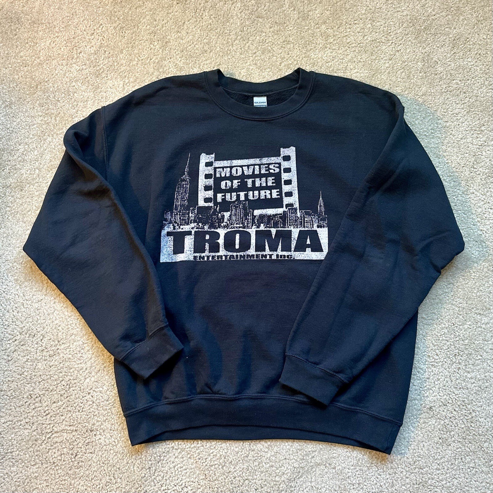 Troma Entertainment MOVIES OF THE FUTURE Black Movie Crewneck Shirt ...