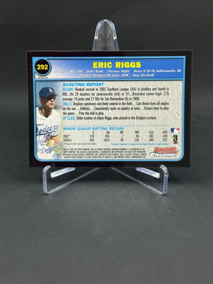 2003 Bowman 1st Year Chrome Baseball Eric Riggs Refractor Rookie RC ...