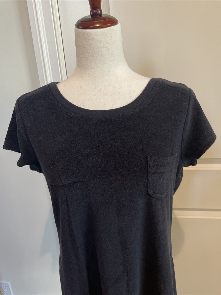 Lands End Womens Small Terry Cloth Texture Shift Dress Black Swim ...