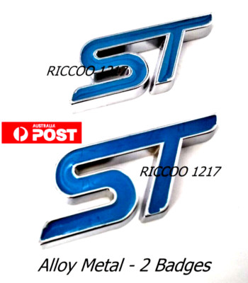 ST badges x 2 Alloy 7 x 3cm for Ford Fiesta new blue & chrome | eBay ...