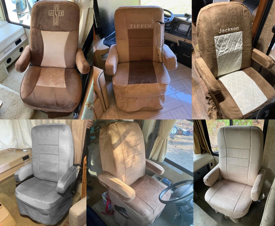 Nice 16 0unce Velour Motorhome,RV Captain Chair Seat Covers Fits Beaver ...