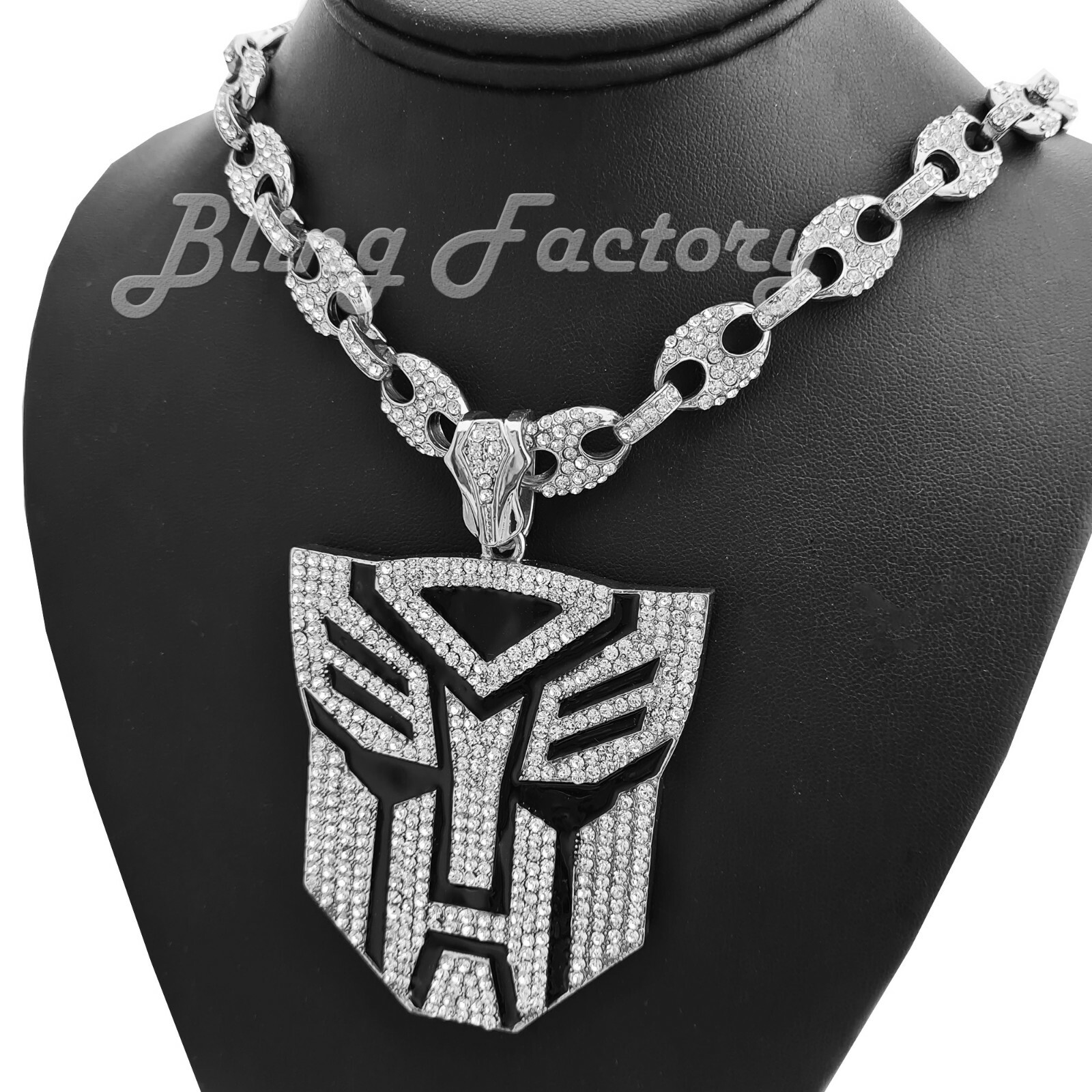 TRANSFORMER AUTOBOT pendant 16" ~ 24" Iced Marina Choker Chain Hip Hop ...
