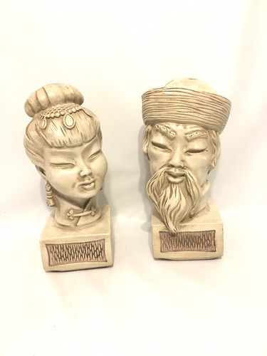 Universal Statuary Corp. Asian Man & Woman Ceramic Busts Statues ...