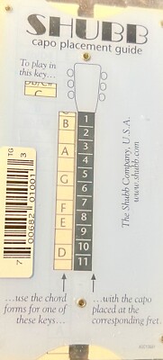 Shubb Guitar TG1 Pocket Size Transposing Slide Chart & Capo Placement ...