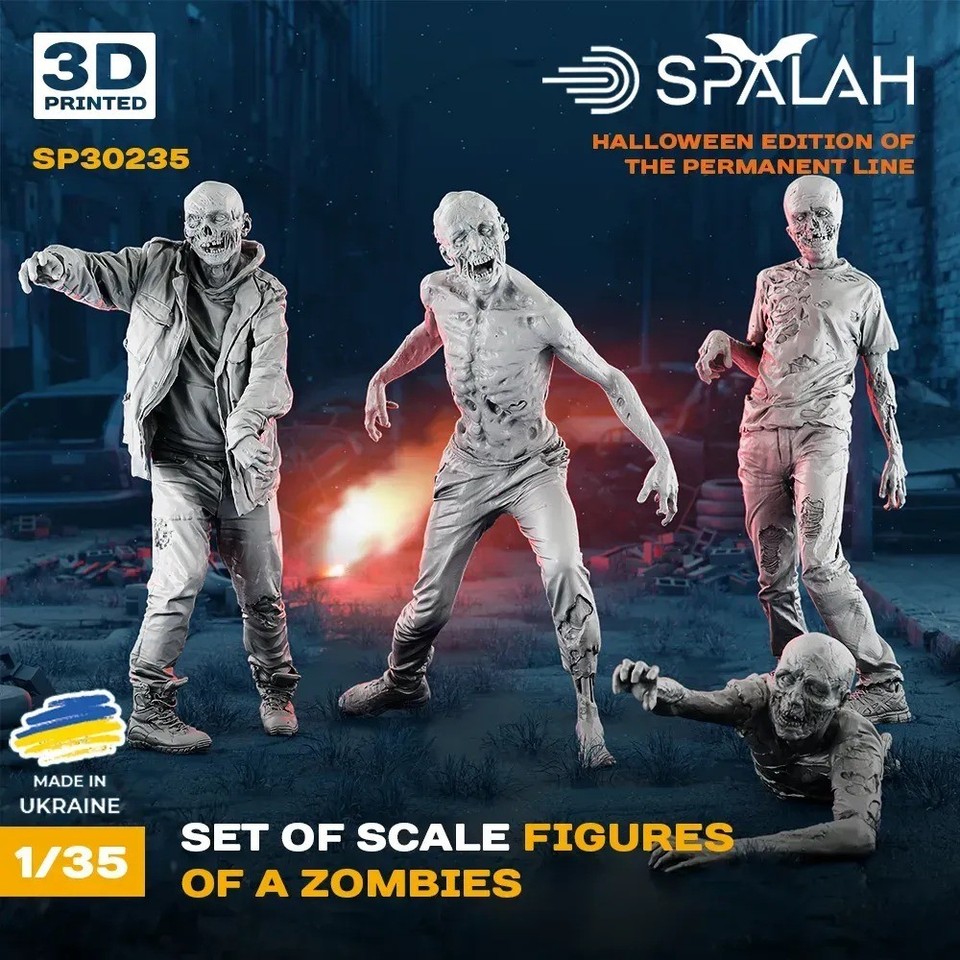 SPALAH 30235 1/35 Set of figures "Zombies" 4 figures 3d printed resin ...