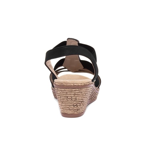 Softlites Womens Sandals Black Adults Ladies Wedge Slip On Comfort ...