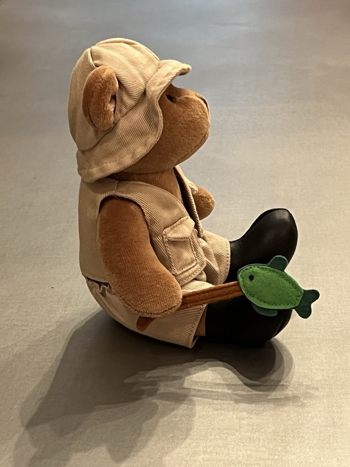 Russ Berrie & Co Small Stuffed Brown Bear In Fisherman Gear - Skiffer ...
