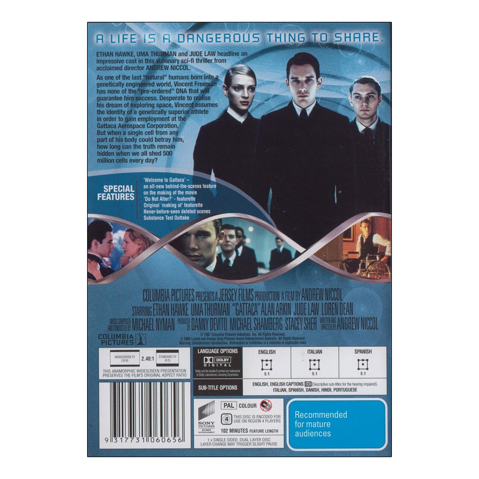 GATTACA DVD Brand NEW Sealed Region 4 - Ethan Hawke, Uma Thurman ...