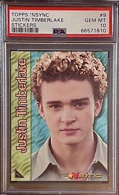 POP 2 PSA 10 RC Justin Timberlake 2000 Topps NSYNC Rookie Sticker ...